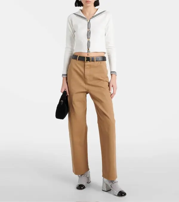 Miu Miu Striped Cotton-blend Cardigan