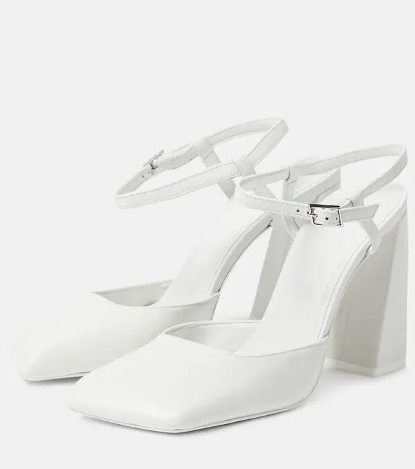 Amina Muaddi Charlotte Leather Pumps
