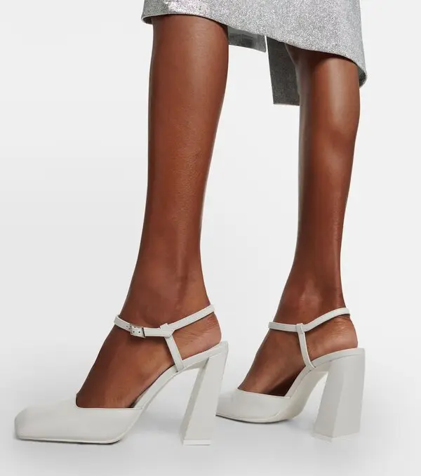 Amina Muaddi Charlotte Leather Pumps