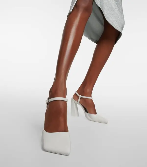 Amina Muaddi Charlotte Leather Pumps