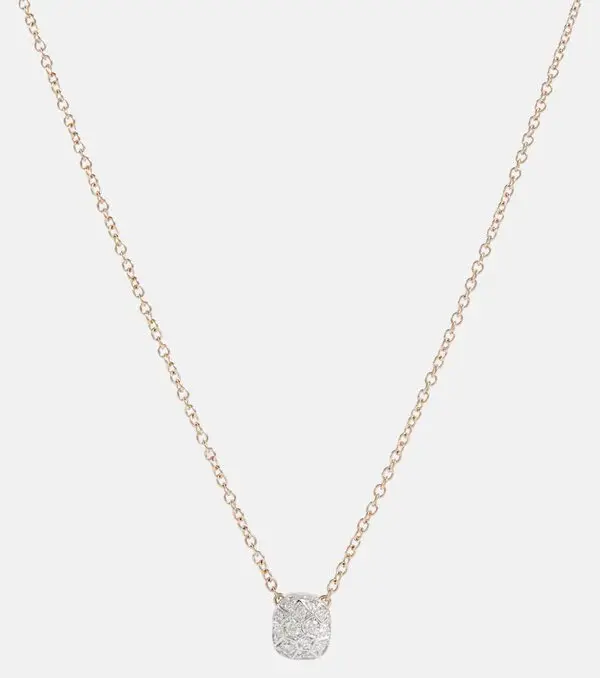 Pomellato Nudo Solitaire 18kt Rose And White Gold Necklace With Diamonds - Silver