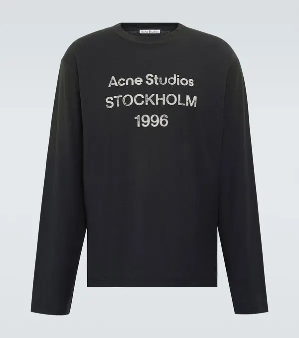 Acne Studios Logo Distressed Jersey T-shirt - Black