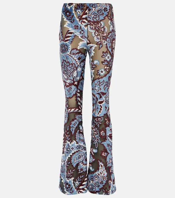 Etro Floral Velvet Jacquard Flared Pants - Multicoloured