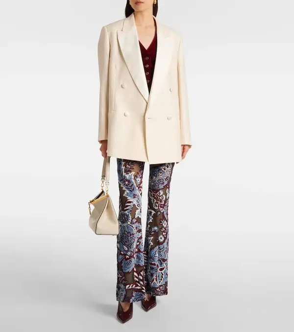 Etro Floral Velvet Jacquard Flared Pants - Multicoloured