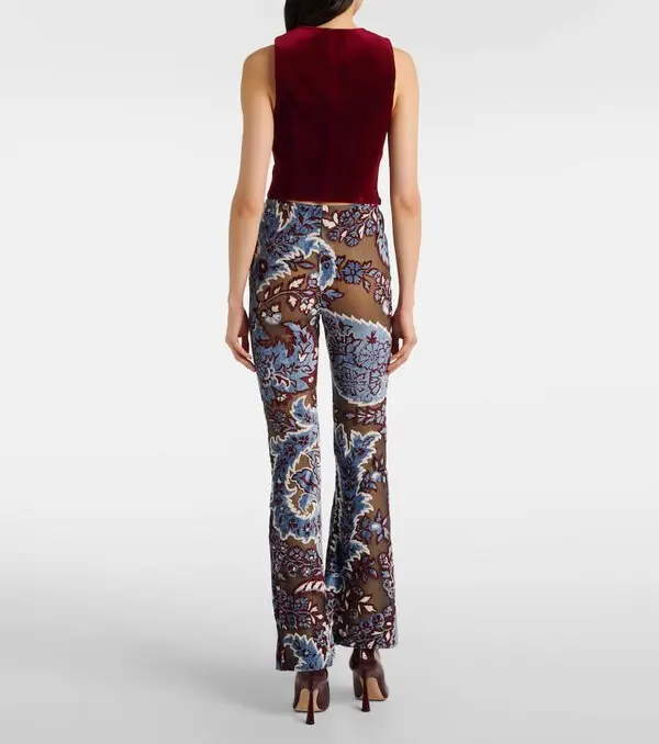 Etro Floral Velvet Jacquard Flared Pants - Multicoloured