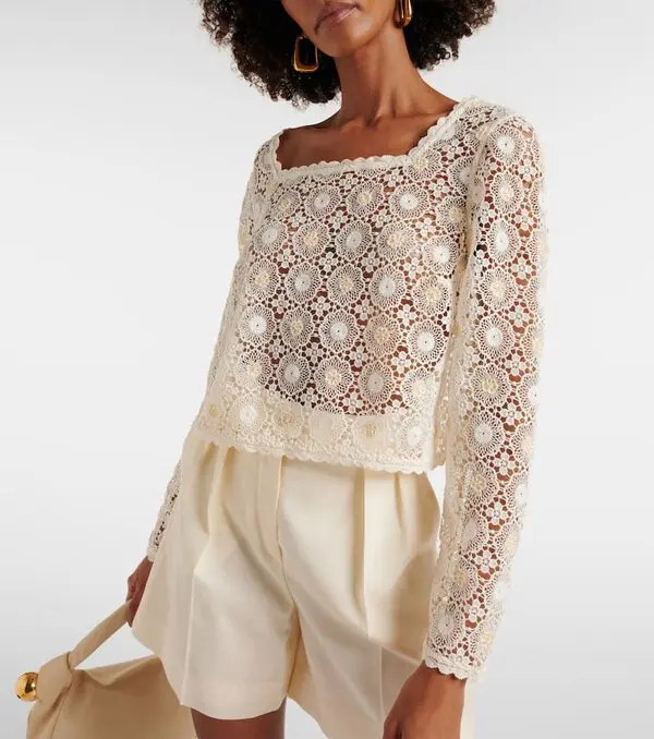 Rixo Natayla Crochet Crop Top