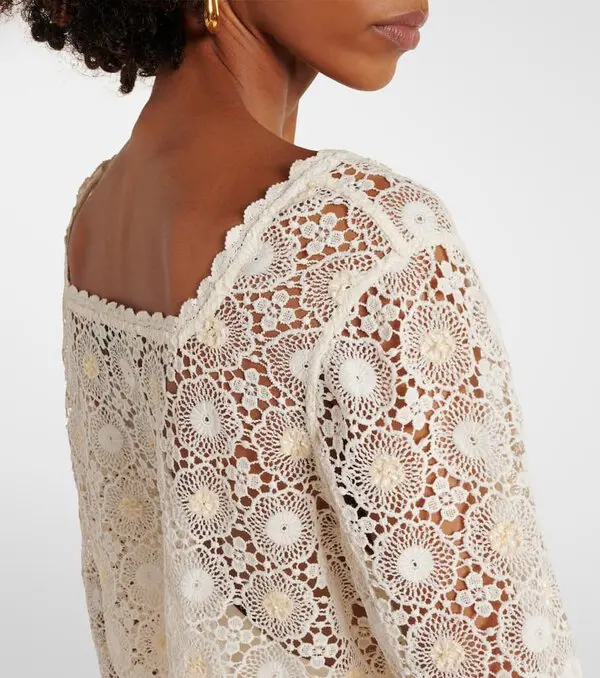Rixo Natayla Crochet Crop Top