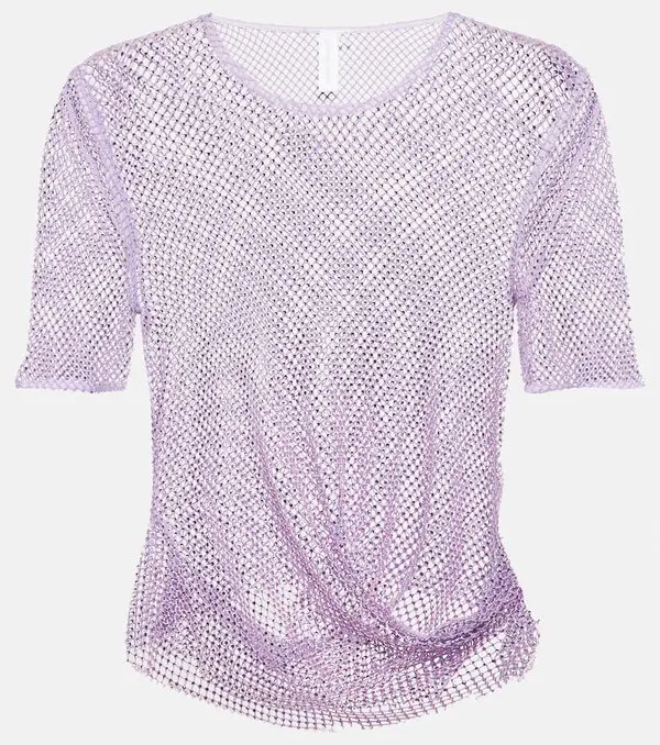 Simkhai Electra Embellished Mesh Top - Purple