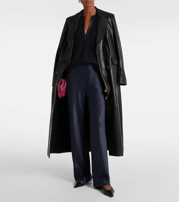 Vince Fluid Satin Straight Pants - Black