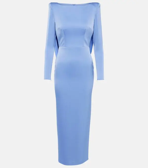 Alex Perry Draped Crepe Satin Midi Dress