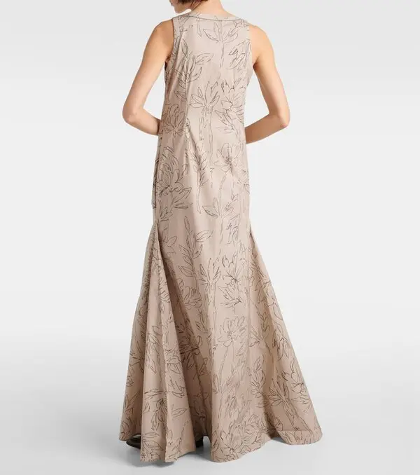 Brunello Cucinelli Floral Cotton Maxi Dress