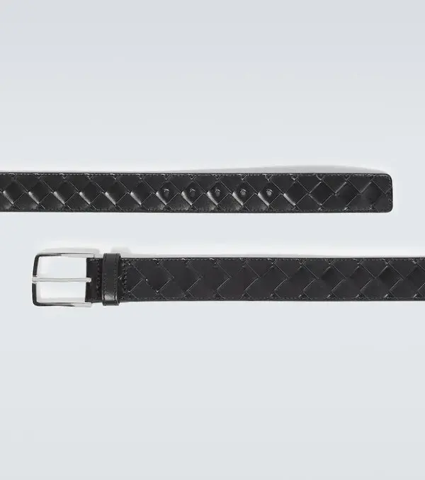 Bottega Veneta Intrecciato Leather Belt - Black
