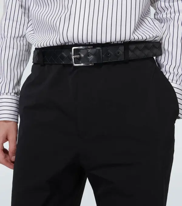 Bottega Veneta Intrecciato Leather Belt - Black