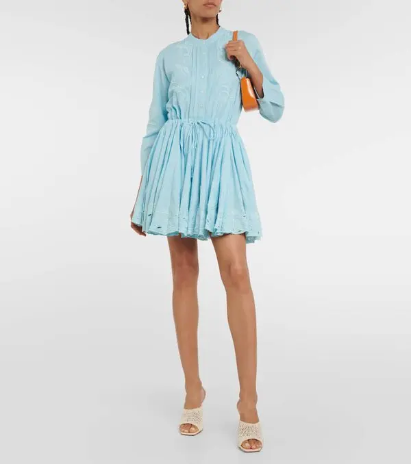 JULIET DUNN Embroidered Cotton Mini Dress