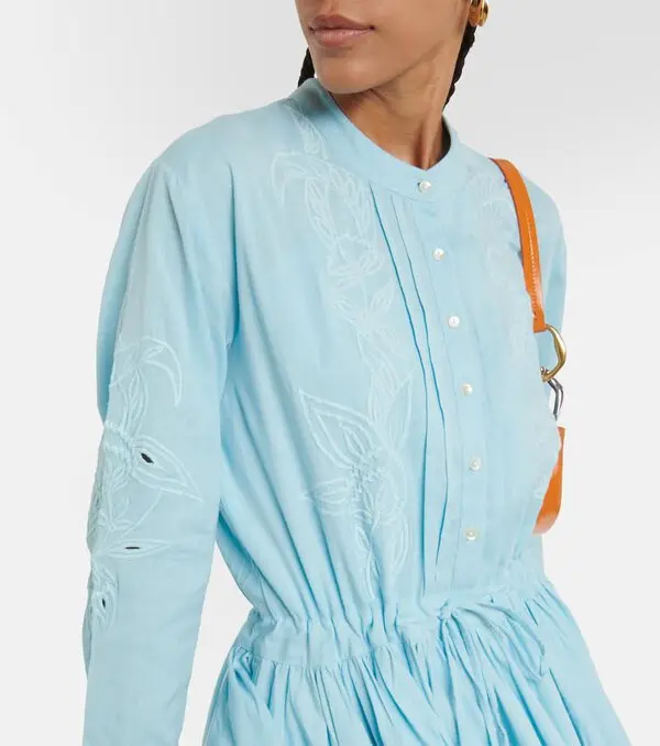 JULIET DUNN Embroidered Cotton Mini Dress