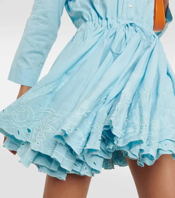 JULIET DUNN Embroidered Cotton Mini Dress
