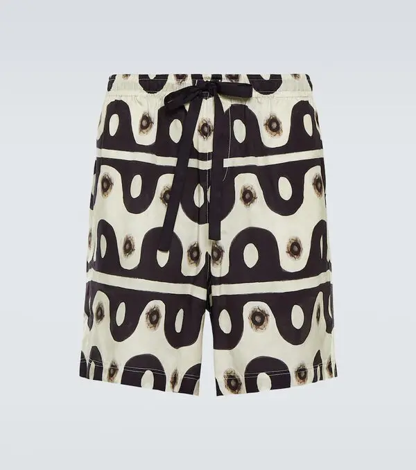 Commas Printed Cotton And Silk Shorts - Brown