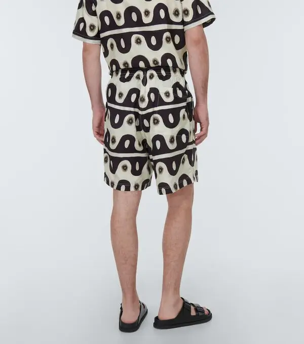 Commas Printed Cotton And Silk Shorts