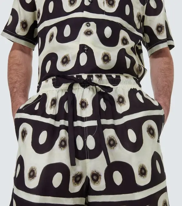 Commas Printed Cotton And Silk Shorts