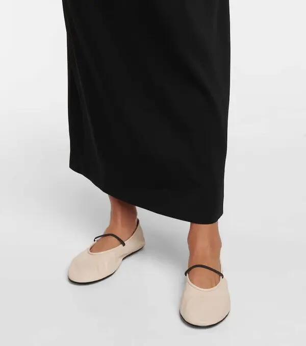 THE ROW Elastic Leather Ballet Flats - White