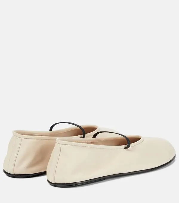 THE ROW Elastic Leather Ballet Flats - White