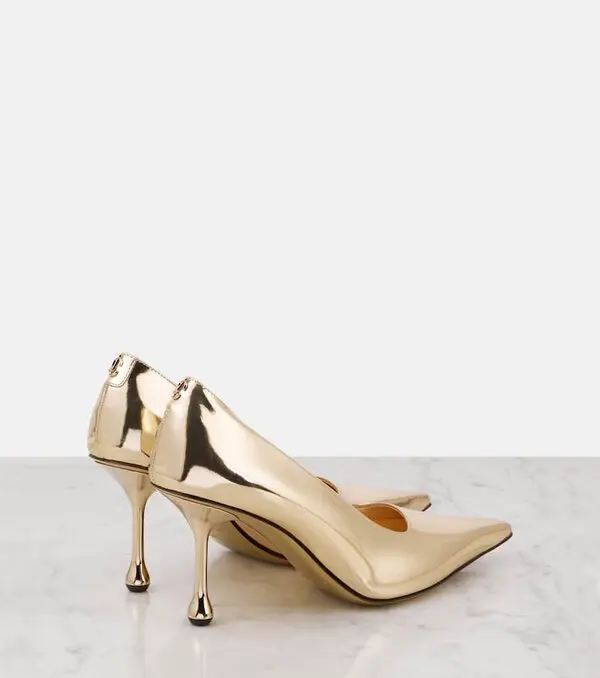 JIMMY CHOO Ixia 80 Mirrored Leather Pumps - Gold