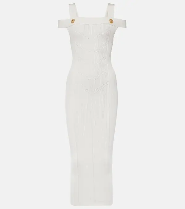 Balmain Ribbed-knit Jersey Midi Dress
