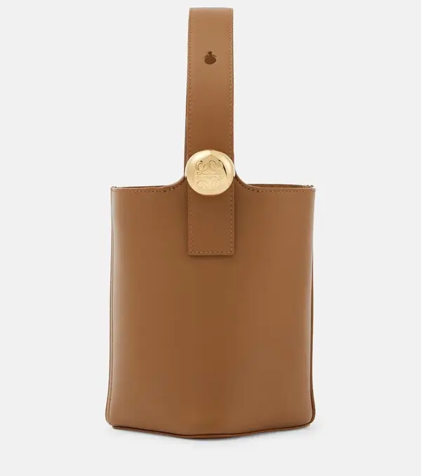 Loewe Pebble Mini Leather Bucket Bag - Brown