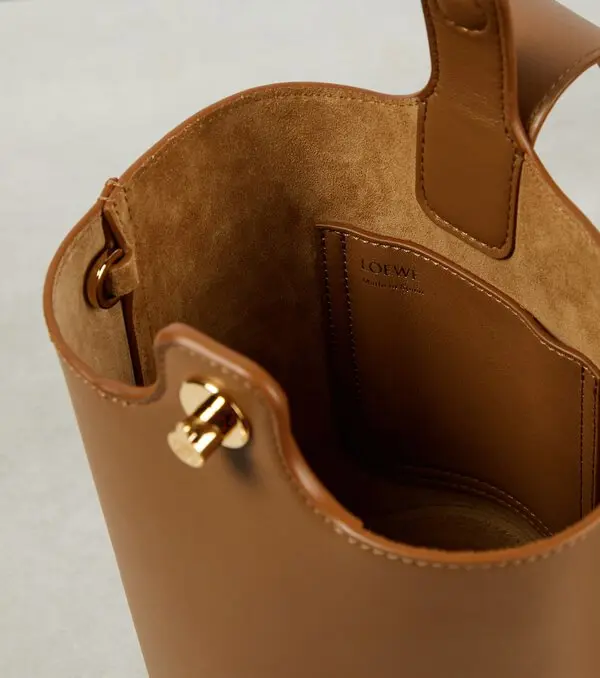Loewe Pebble Mini Leather Bucket Bag - Brown
