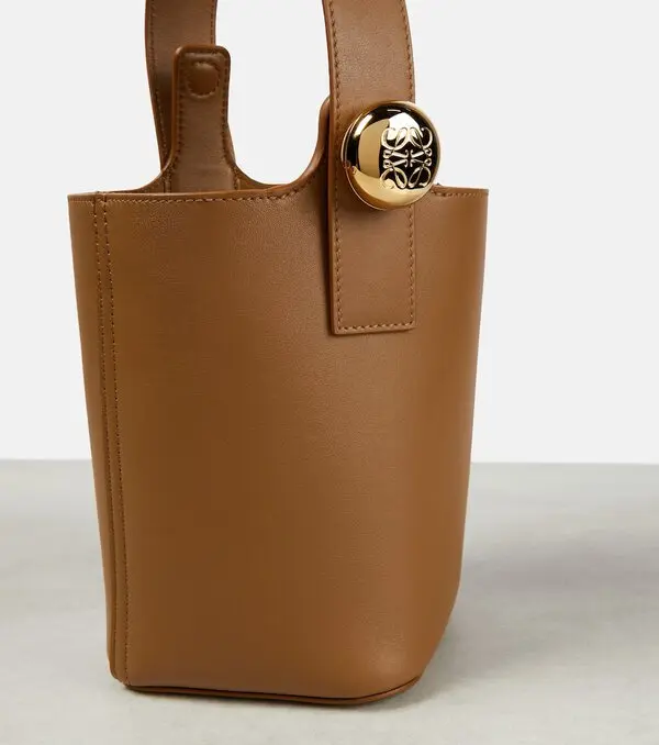 Loewe Pebble Mini Leather Bucket Bag - Brown