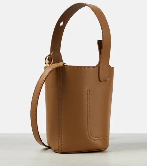 Loewe Pebble Mini Leather Bucket Bag - Brown