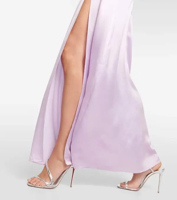 SELF-PORTRAIT Feather-trimmed Silk Gown