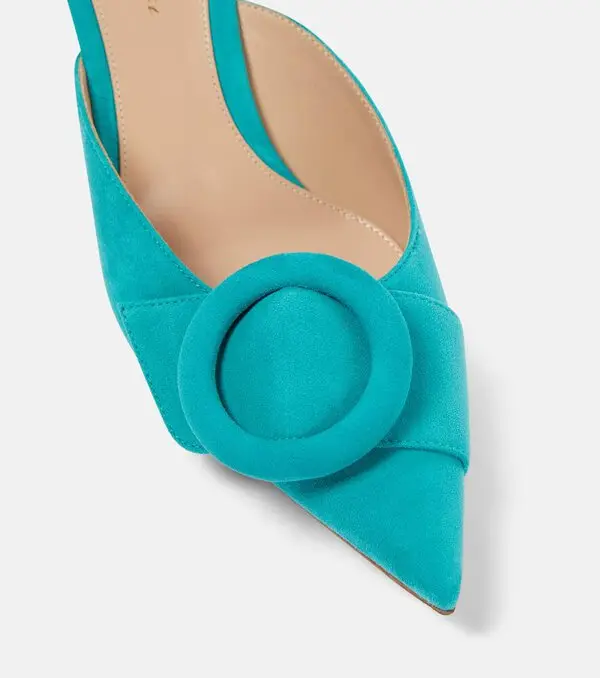 GIANVITO ROSSI Portofino 55 Suede Mules - Turquoise