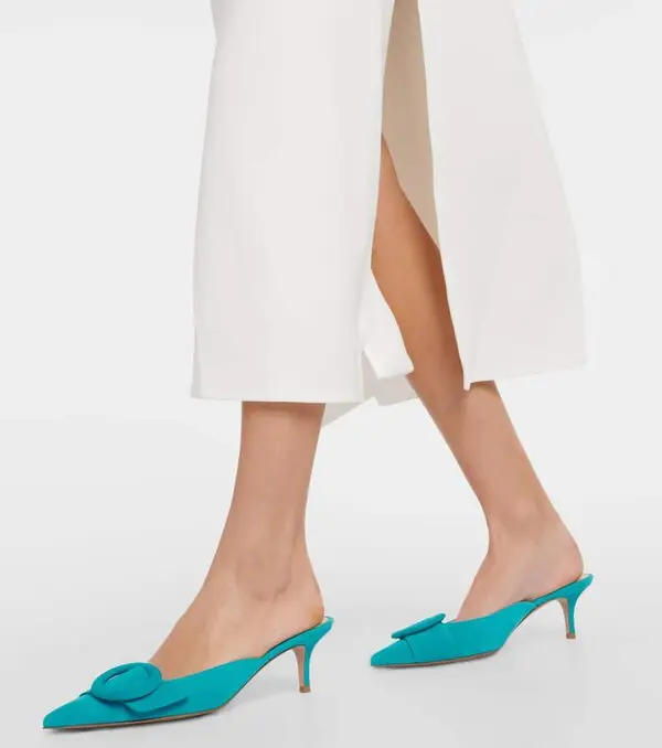 GIANVITO ROSSI Portofino 55 Suede Mules - Turquoise