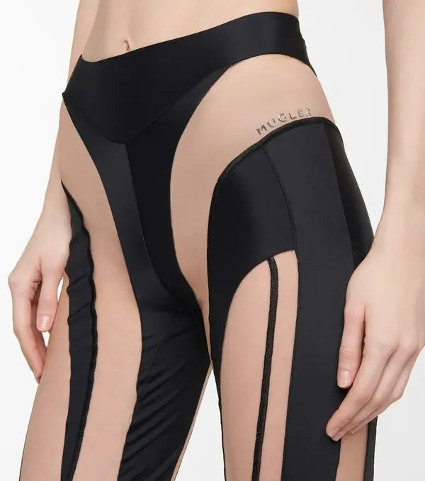 MUGLER Paneled Mesh And Jersey Leggings
