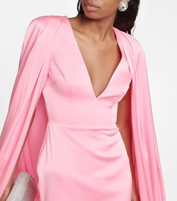 Alex Perry Crepe Cape Midi Dress