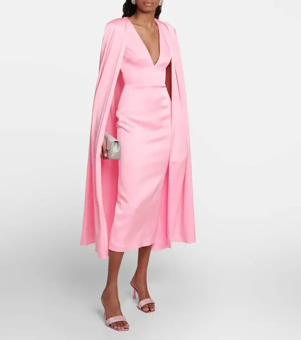 Alex Perry Crepe Cape Midi Dress