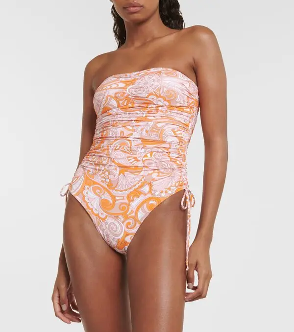 Melissa Odabash Sydney Printed Bandeau Swimsuit - Orange