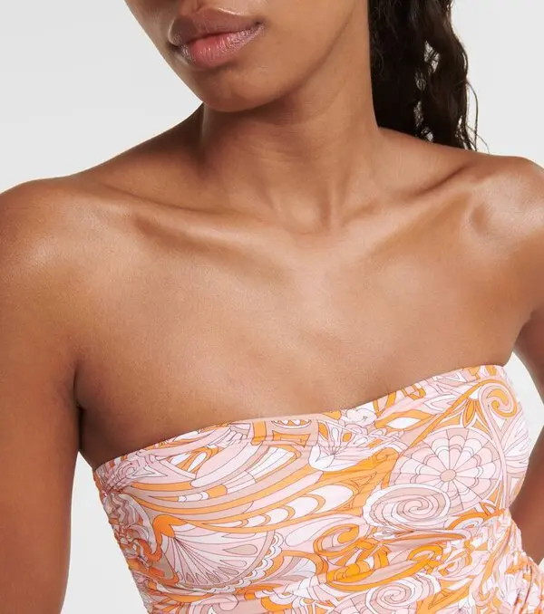 Melissa Odabash Sydney Printed Bandeau Swimsuit - Orange