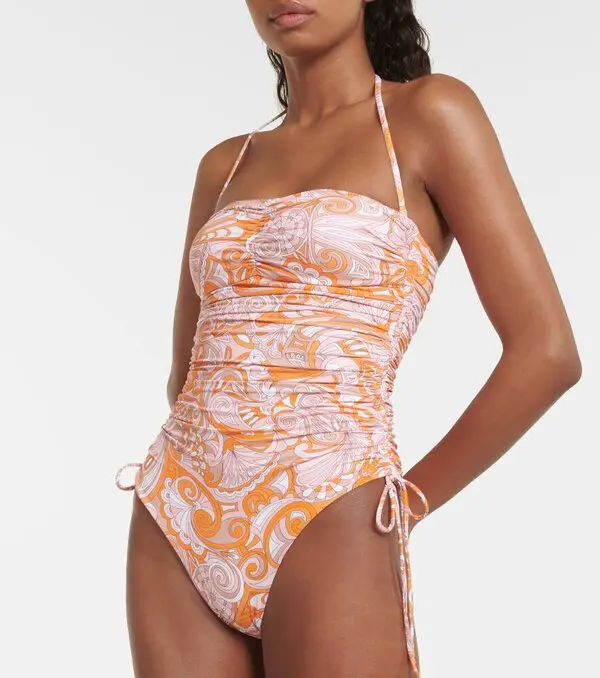 Melissa Odabash Sydney Printed Bandeau Swimsuit - Orange