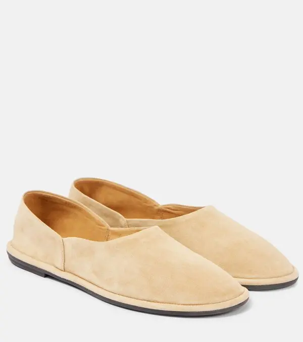 THE ROW Canal Suede Slip-on Shoes - Beige