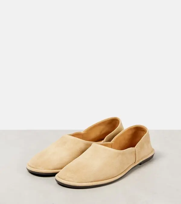 THE ROW Canal Suede Slip-on Shoes - Beige
