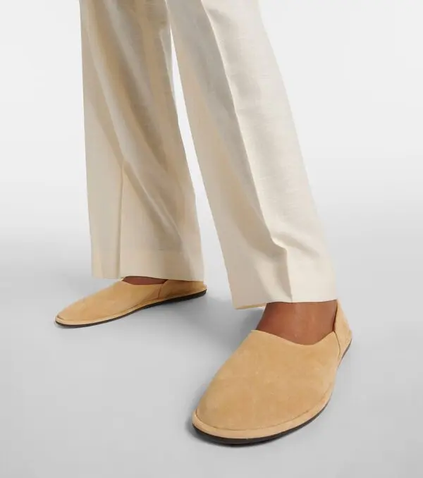 THE ROW Canal Suede Slip-on Shoes - Beige