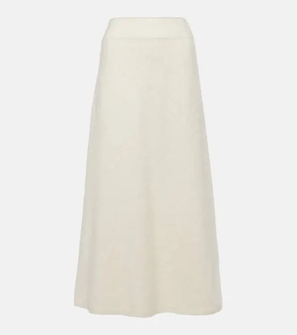 LISA YANG Asta Brushed Cashmere Midi Skirt - Neutrals