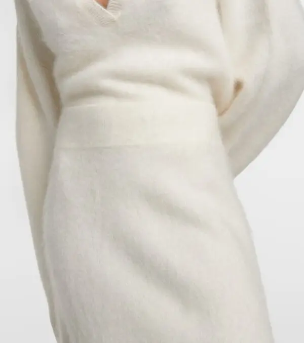 LISA YANG Asta Brushed Cashmere Midi Skirt - Neutrals