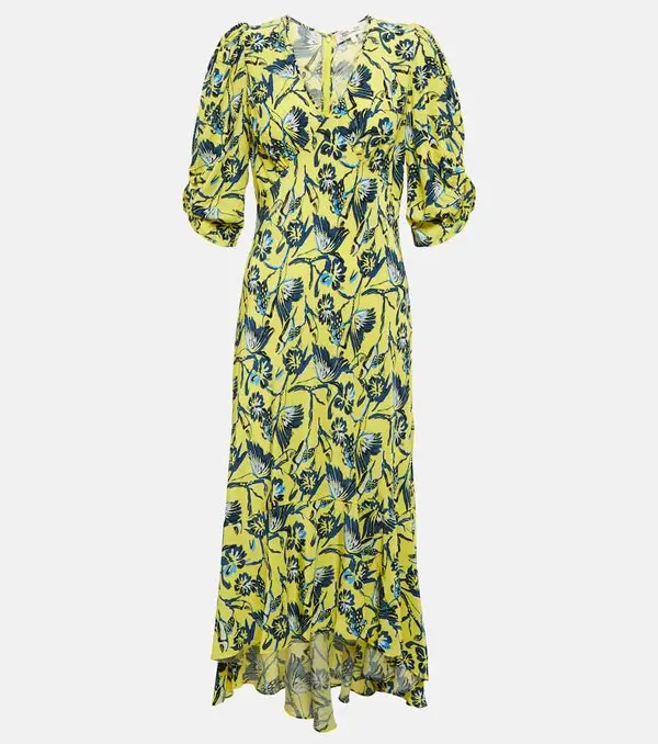Diane Von Furstenberg Printed Crepe Midi Dress - Yellow