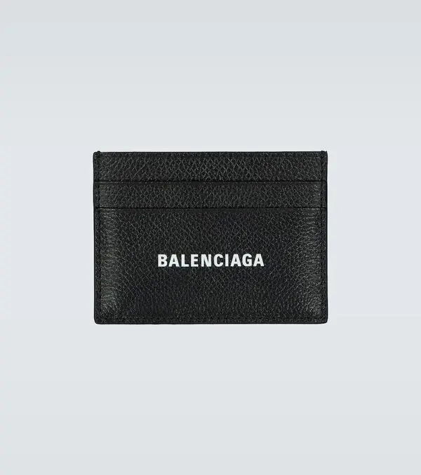 Balenciaga Cash Leather Card Holder - Black