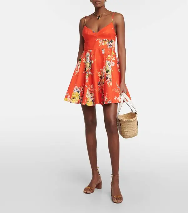 Zimmermann Alight Floral Linen Mini Dress