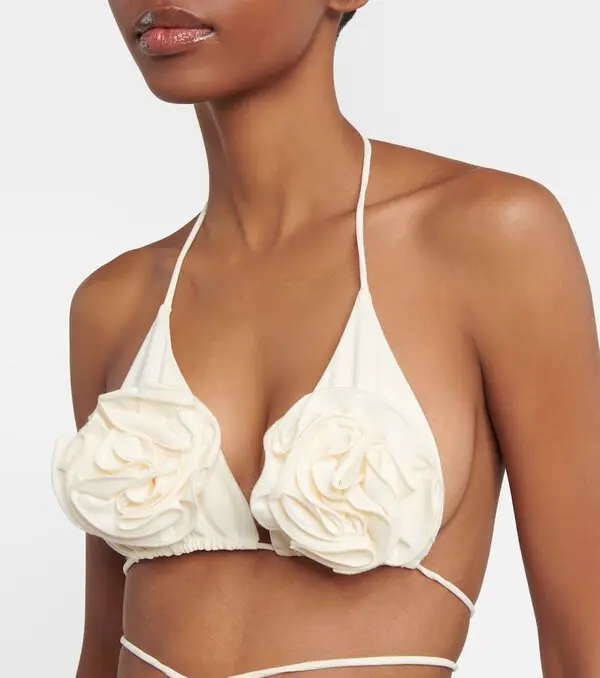 Magda Butrym Floral Appliqué Triangle Bikini Top