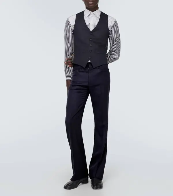 MAISON MARGIELA Herringbone Wool Straight Pants